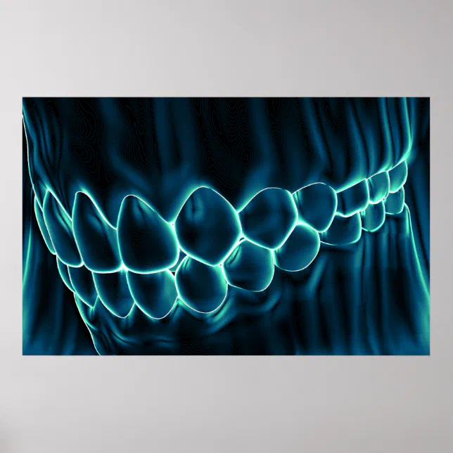 Blue Teeth Bite & Gums Dentist Orthodontist Poster | Zazzle