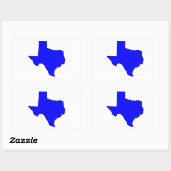 Blue Texas Shape Rectangular Sticker | Zazzle