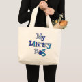 Blue Text Library Bag Tote Bag | Zazzle