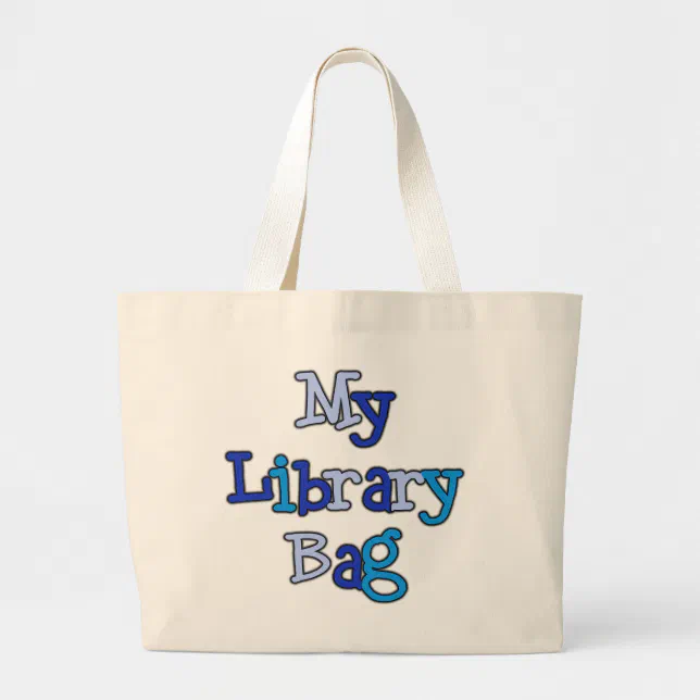 Blue Text Library Bag Tote Bag | Zazzle
