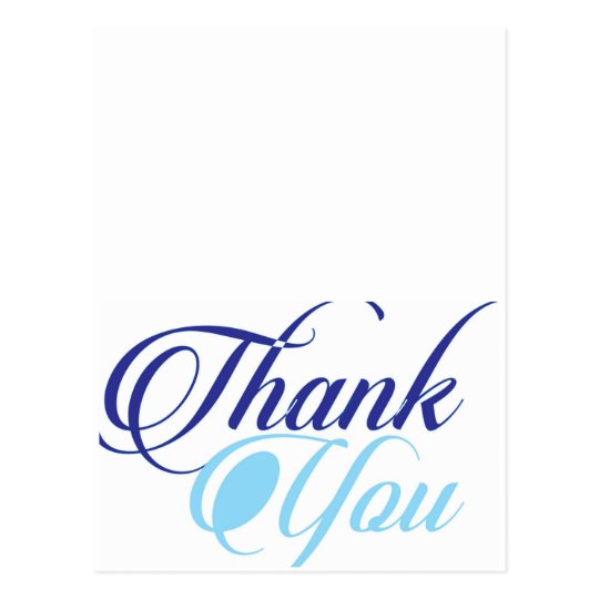 Blue thank you script typography postcard | Zazzle.com
