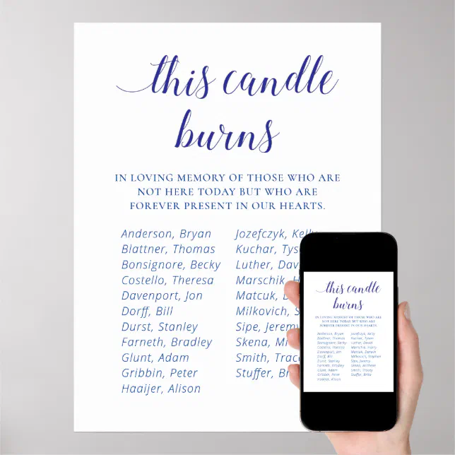 Blue This Candle Burns Class Reunion Memorial Poster | Zazzle