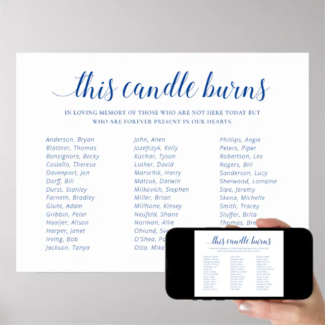 Blue This Candle Burns Class Reunion Memorial Poster | Zazzle
