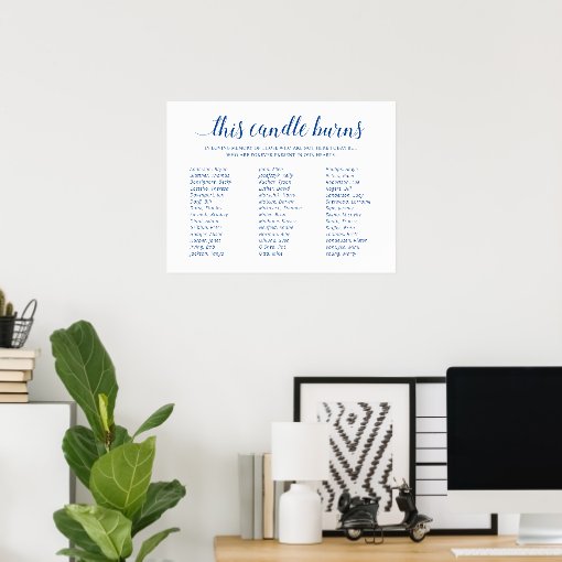 Blue This Candle Burns Class Reunion Memorial Poster | Zazzle
