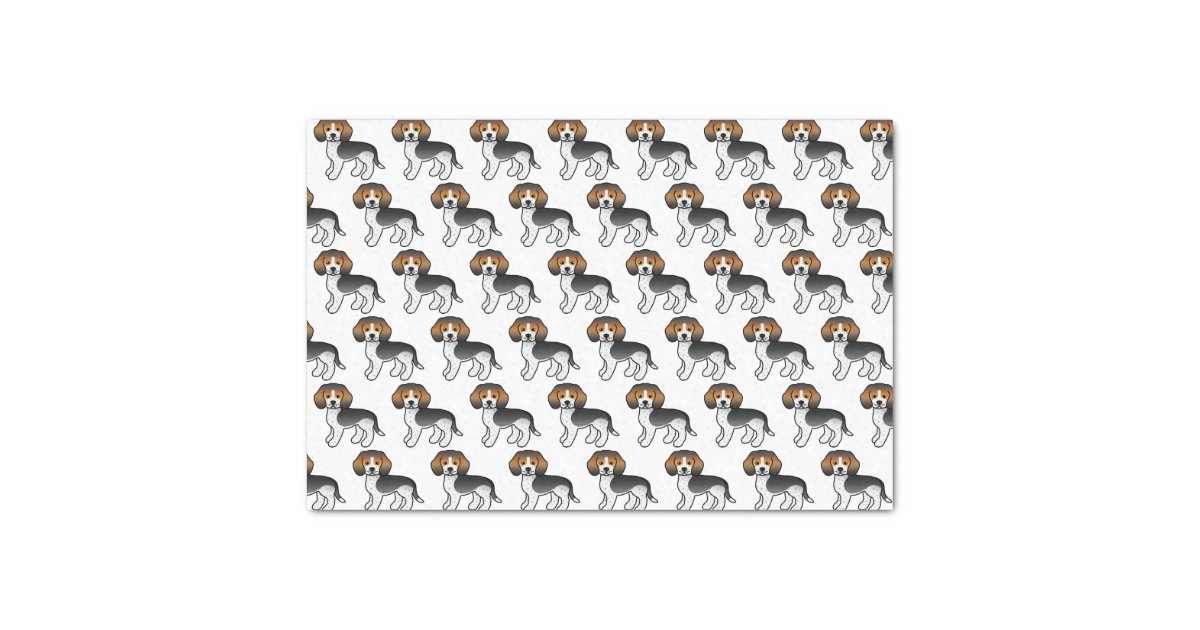 Blue Ticked Beagle Cute Cartoon Dog Pattern Tissue Paper | Zazzle