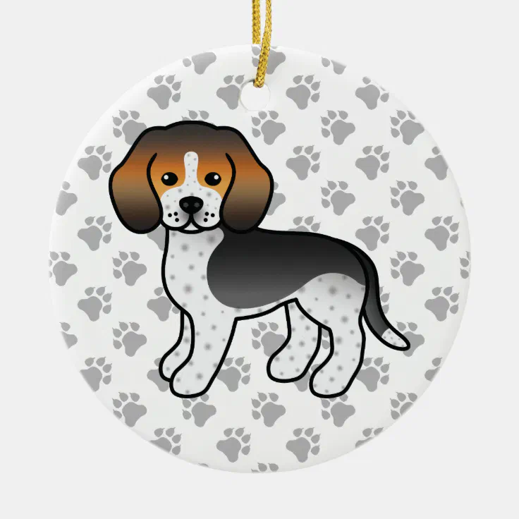 Blue Ticked Beagle Dog Cute Cartoon Illustration Ceramic Ornament | Zazzle