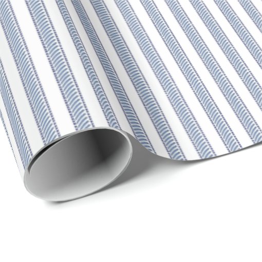 Blue Ticking Striped Wrapping Paper | Zazzle