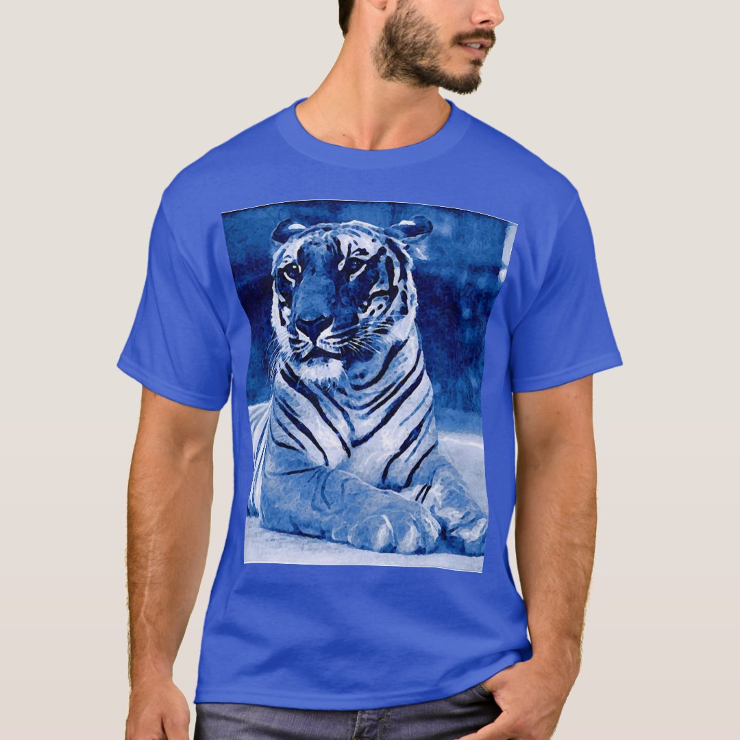 Blue Tiger T-Shirt | Zazzle