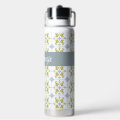 Blue Tile French Country Lemon Name Monogram Water Bottle | Zazzle