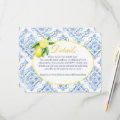 Blue Tile Italian Floral Lemon Details Card | Zazzle