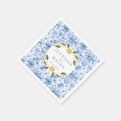 Blue tile lemon Italian wedding paper napkins | Zazzle
