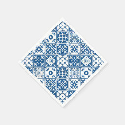 Blue Tile Santorini Greek/ Spanish themed Napkins | Zazzle