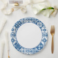 Blue Tile Santorini Greek/ Spanish themed Paper Plates | Zazzle