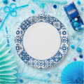 Blue Tile Santorini Greek/ Spanish themed Paper Plates | Zazzle