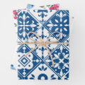 Blue Tile Santorini Greek/ Spanish themed Wrapping Paper Sheets | Zazzle