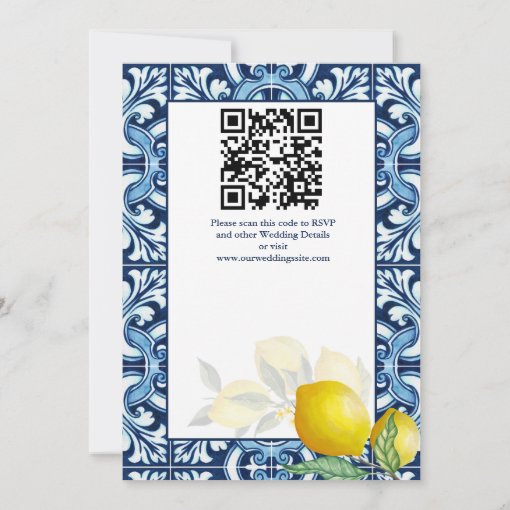 Blue tiles and lemon Amalfi Positano wedding Invitation | Zazzle