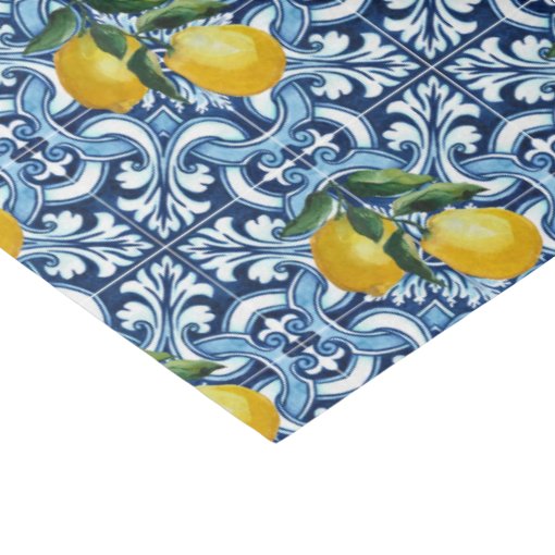 Blue tiles and lemons Amalfi Positano themed Tissue Paper | Zazzle
