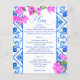 Blue tiles Bougainvillea Italian menu template | Zazzle