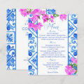 Blue tiles Bougainvillea Italian menu template | Zazzle