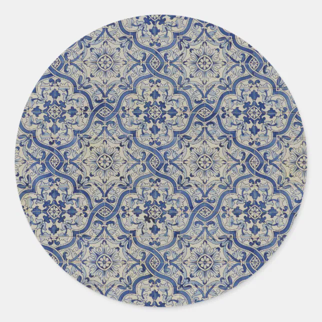 Blue Tiles Envelope Seal Stickers | Zazzle