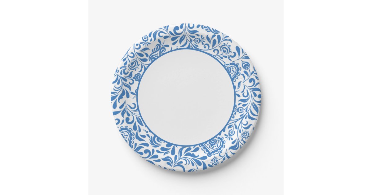 Blue Tiles Greek Mediterranean Party Paper Plates | Zazzle