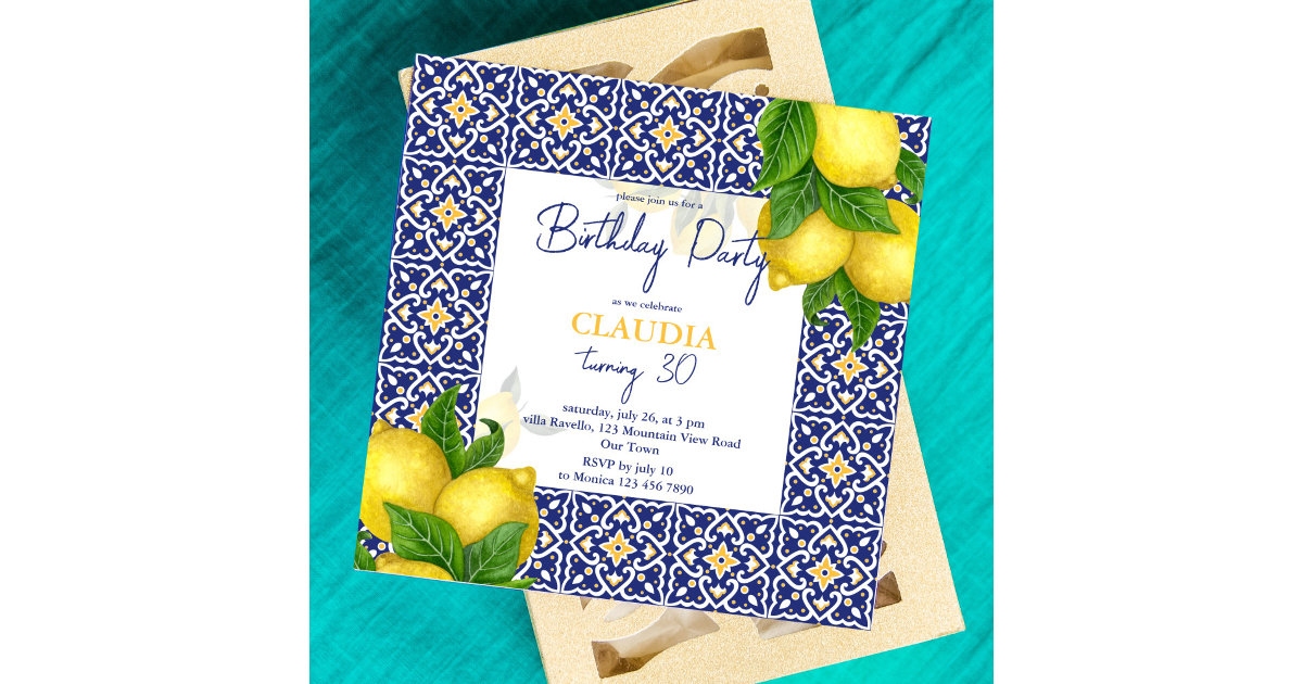 Blue tiles lemon Amalfi Positano birthday party | Zazzle