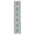 Blue tiles lemon Amalfi Positano Mediterranean Short Table Runner | Zazzle