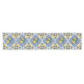 Blue tiles lemon Amalfi Positano Mediterranean Short Table Runner | Zazzle