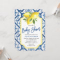 Blue Tiles Lemons Capri Baby Shower Invitation | Zazzle