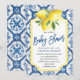 Blue Tiles Lemons Capri Baby Shower Invitation | Zazzle