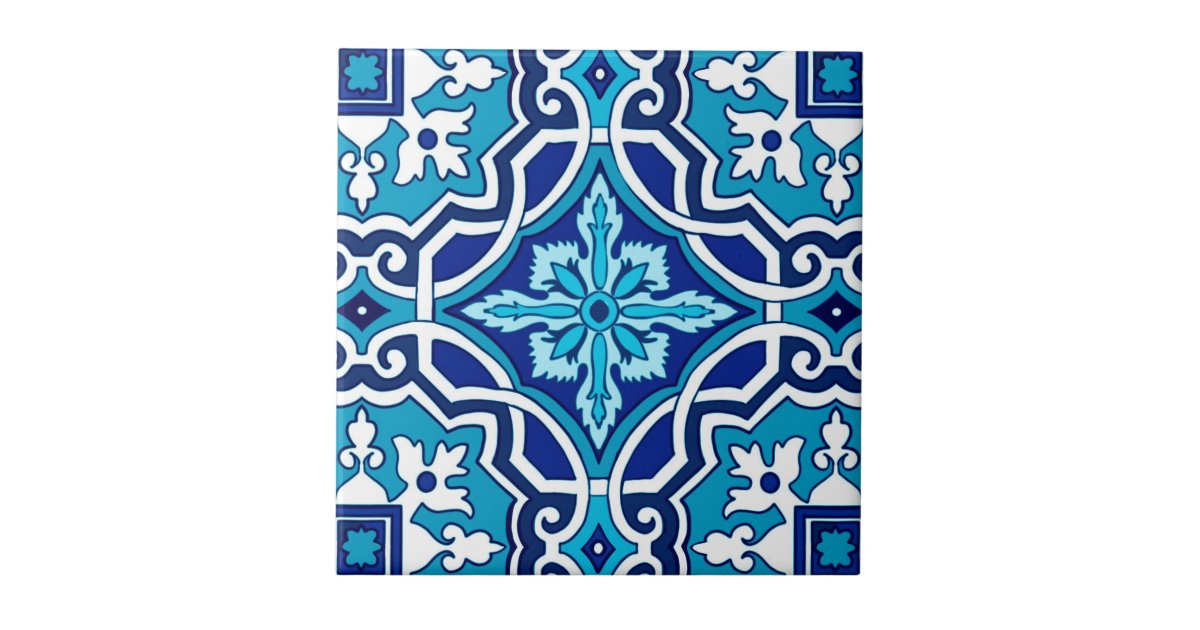 Blue tiles,Mediterranean tiles,majolica Ceramic Tile | Zazzle