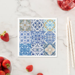 Blue Tiles Paper Napkins | Zazzle