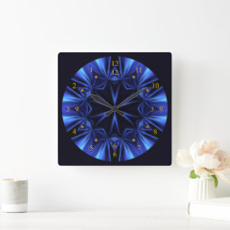 Blue Time Warp V1 ~ Time Machine ~ Square Wall Clock | Zazzle