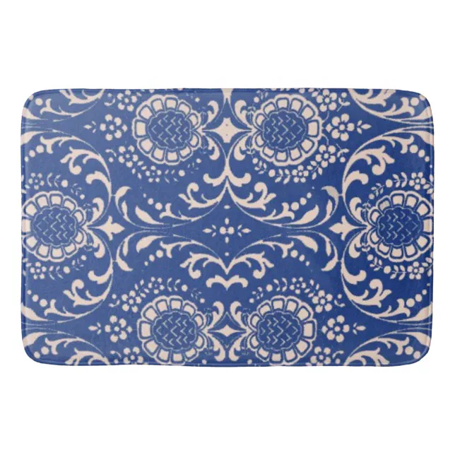 Blue Toile Bathroom Rug! Bath Mat | Zazzle