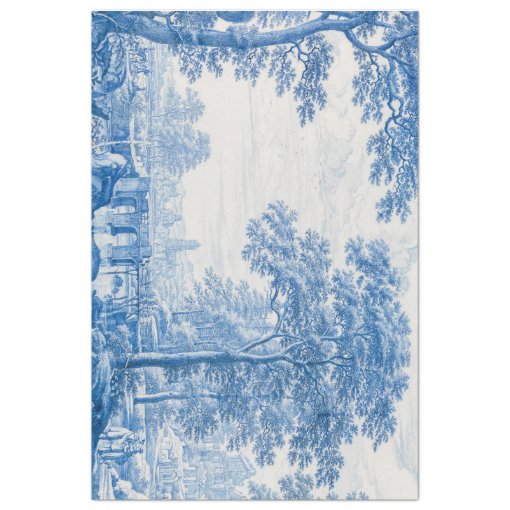 Blue Toile French Decoupage Artwork Tissue Paper | Zazzle