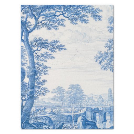 Blue Toile French Decoupage Artwork Tissue Paper | Zazzle