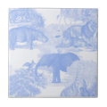 Blue Toile Jungle Animals Safari Seamless Pattern Ceramic Tile | Zazzle