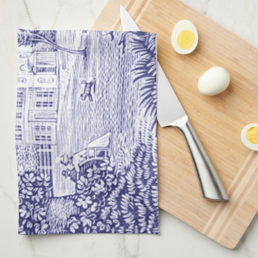 Blue Toile Kitchen Towel - French Country Decor | Zazzle