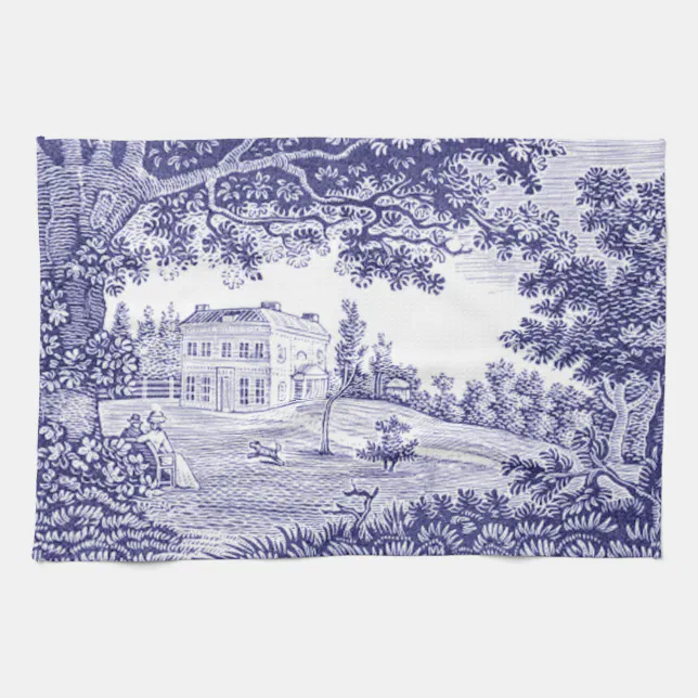 Blue Toile Kitchen Towel - French Country Decor | Zazzle