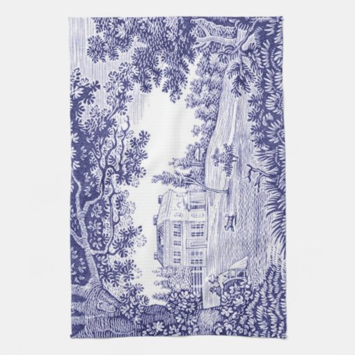 Blue Toile Kitchen Towel - French Country Decor | Zazzle