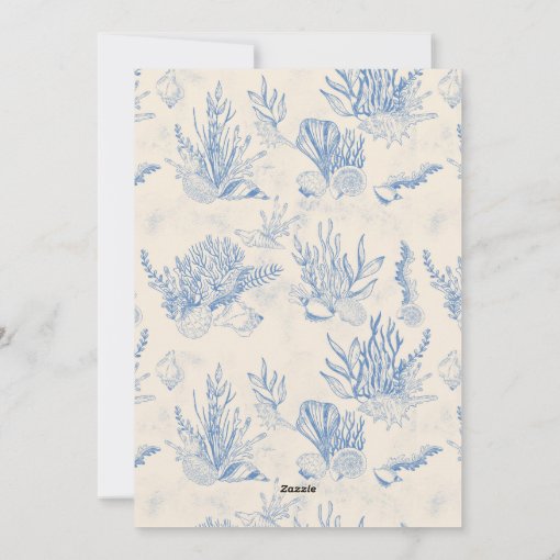 Blue toile ocean themed Bridal Shower Invitation | Zazzle