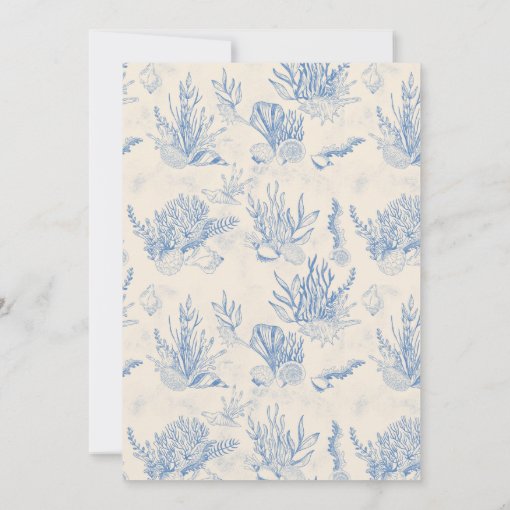 Blue Toile Ocean themed Wedding Invitation | Zazzle