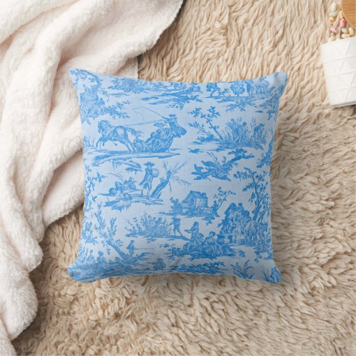 Blue Toile Throw Pillow | Zazzle