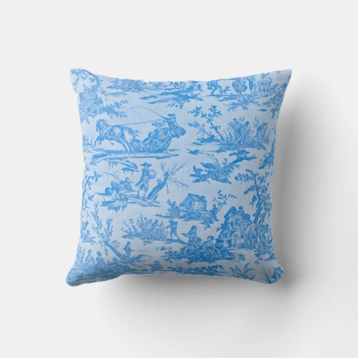 Blue Toile Throw Pillow | Zazzle