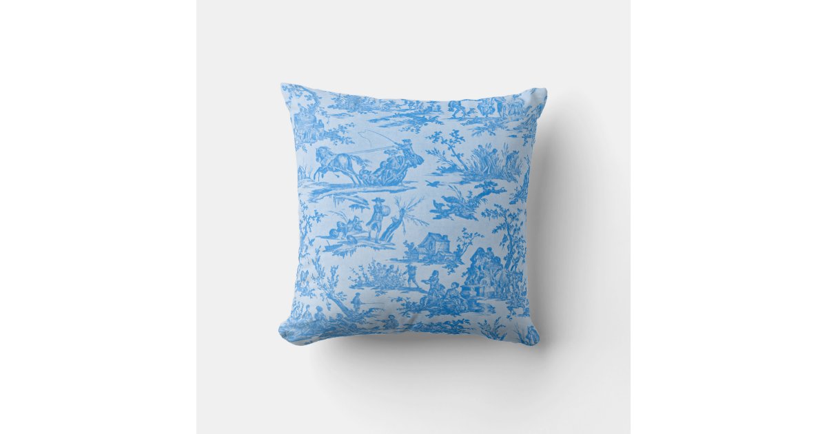 Blue Toile Throw Pillow | Zazzle
