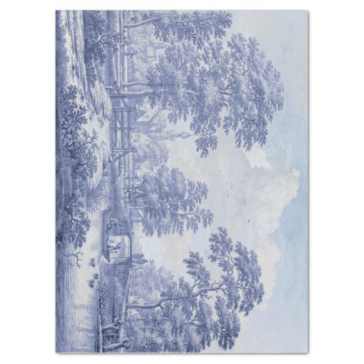 Blue Toile Vintage French Decoupage Blue Sky Tissue Paper | Zazzle