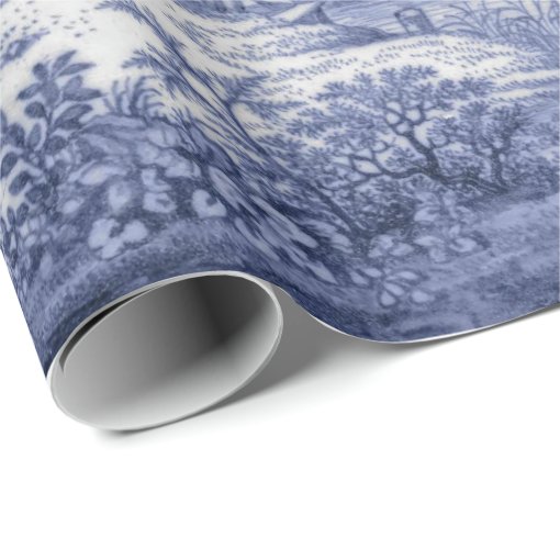 Blue Toile Vintage French Decoupage Wrapping Paper | Zazzle