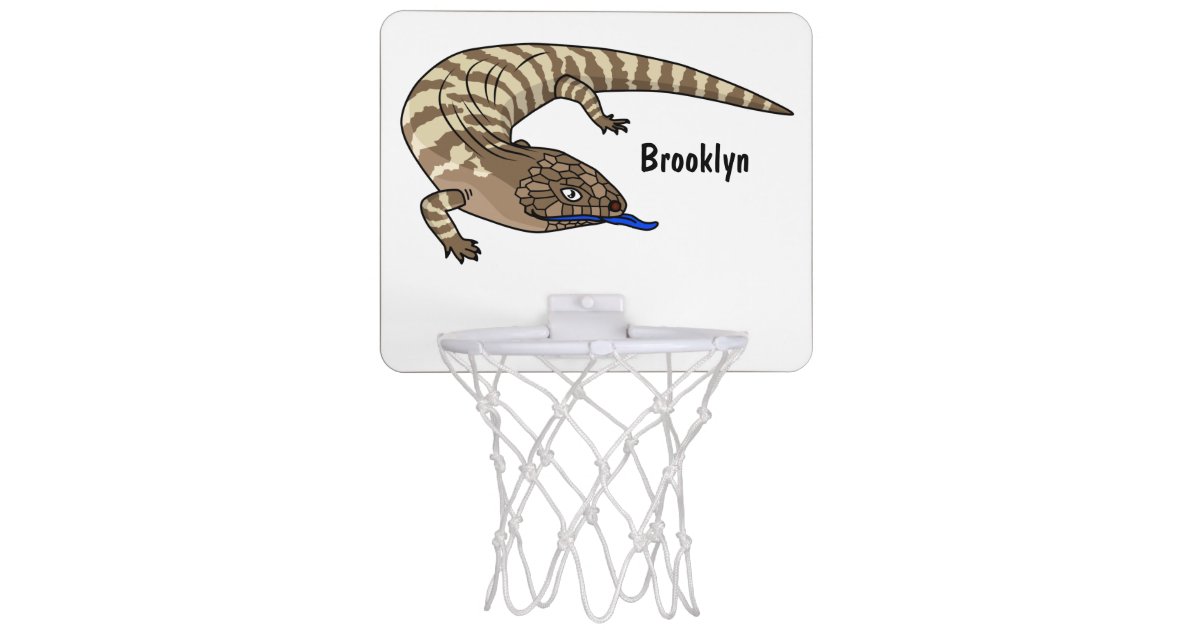 Blue tongue lizard reptile cartoon mini basketball hoop | Zazzle