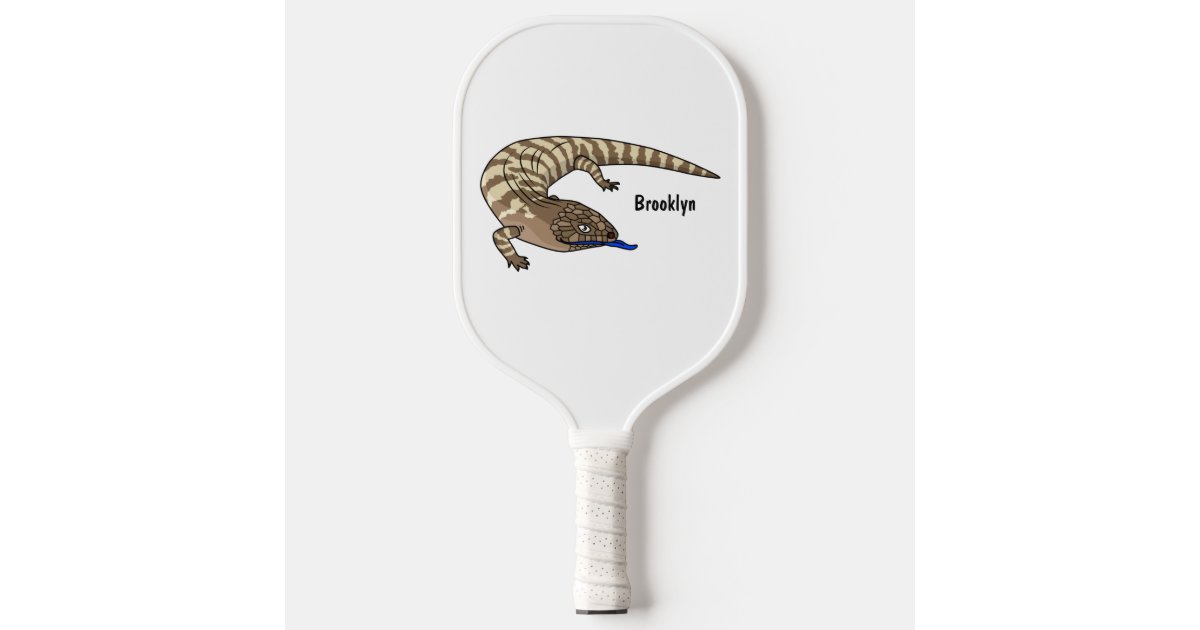 Blue tongue lizard reptile cartoon pickleball paddle | Zazzle