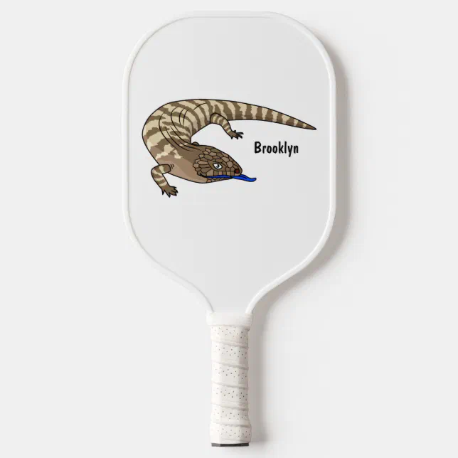 Blue tongue lizard reptile cartoon pickleball paddle | Zazzle
